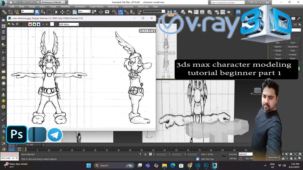 3ds max character modeling tutorial beginner part 1 simple method model ...