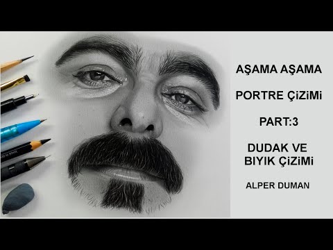 Step by Step Portrait Drawing Part:3  Mustache and Lips Drawing (Part:3 Bıyık ve Dudak Çizimi)