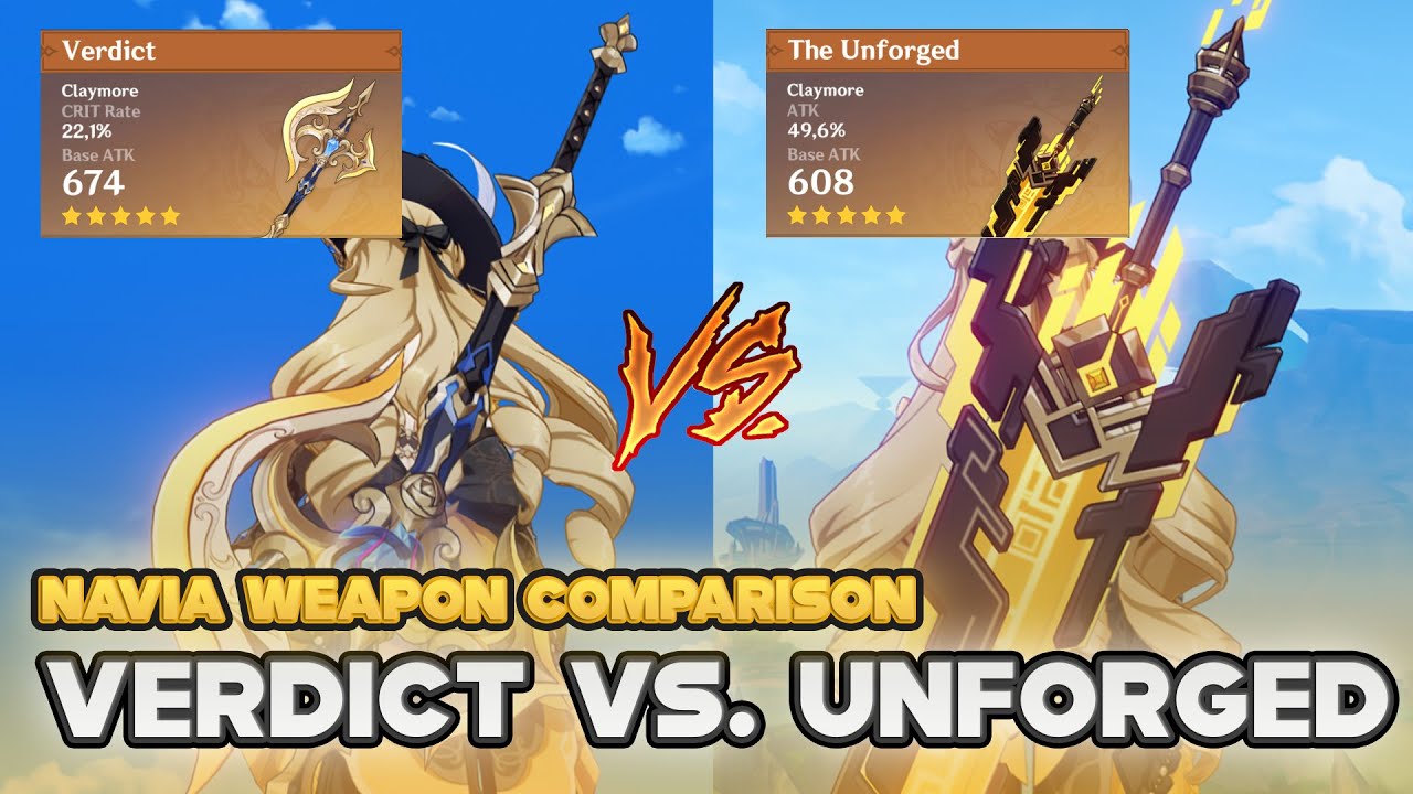 Navia Wepaon Comparison: Verdict vs Unforged | Genshin Impact Fontaine ...
