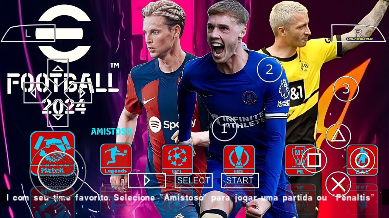EFOOTBALL PES 2024 PPSSPP ATUALIZADO PARA CELULAR e PC e KITS 24 ...