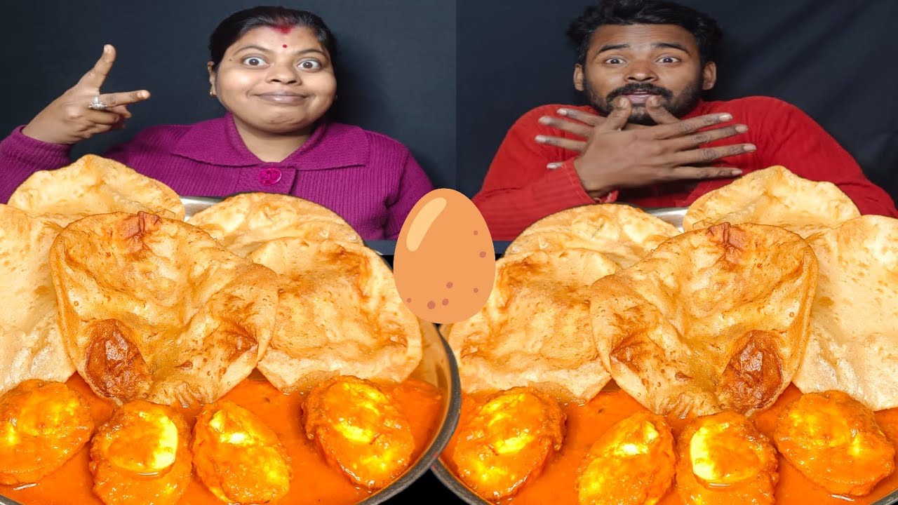 spicy egg curry with Luchi eating challenge#kamanamahadebfodhouse - YouTube