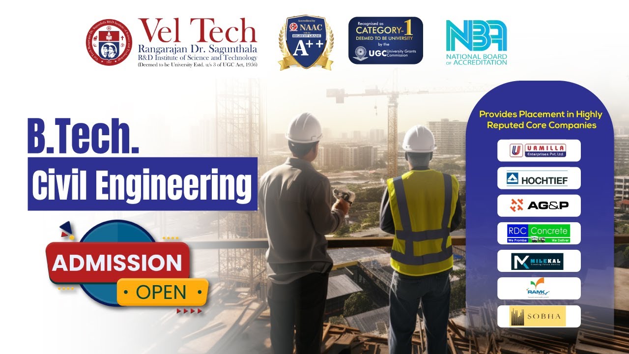 Build Your Future with Civil Engineering at Vel Tech | Admission Open ...