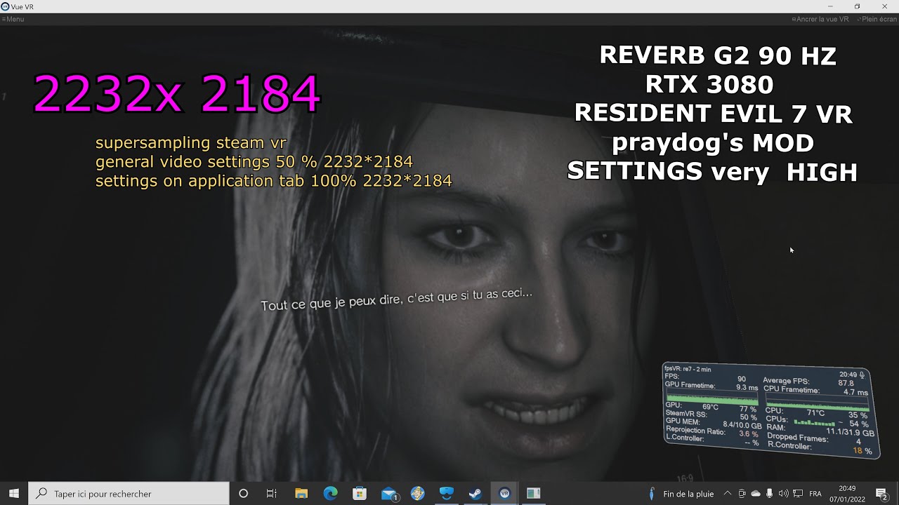 RESIDENT EVIL 7 VR PRAYDOG'S MOD REVERB G2 - 90HZ - rtx3080 - benchmark ...