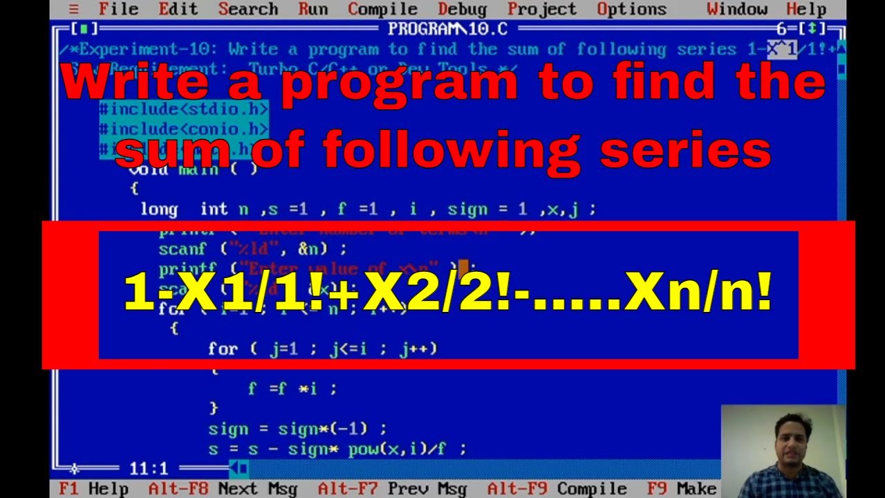 PPSLab 10 Write A Program To Find The Sum Of Following Series 1 X1 1
