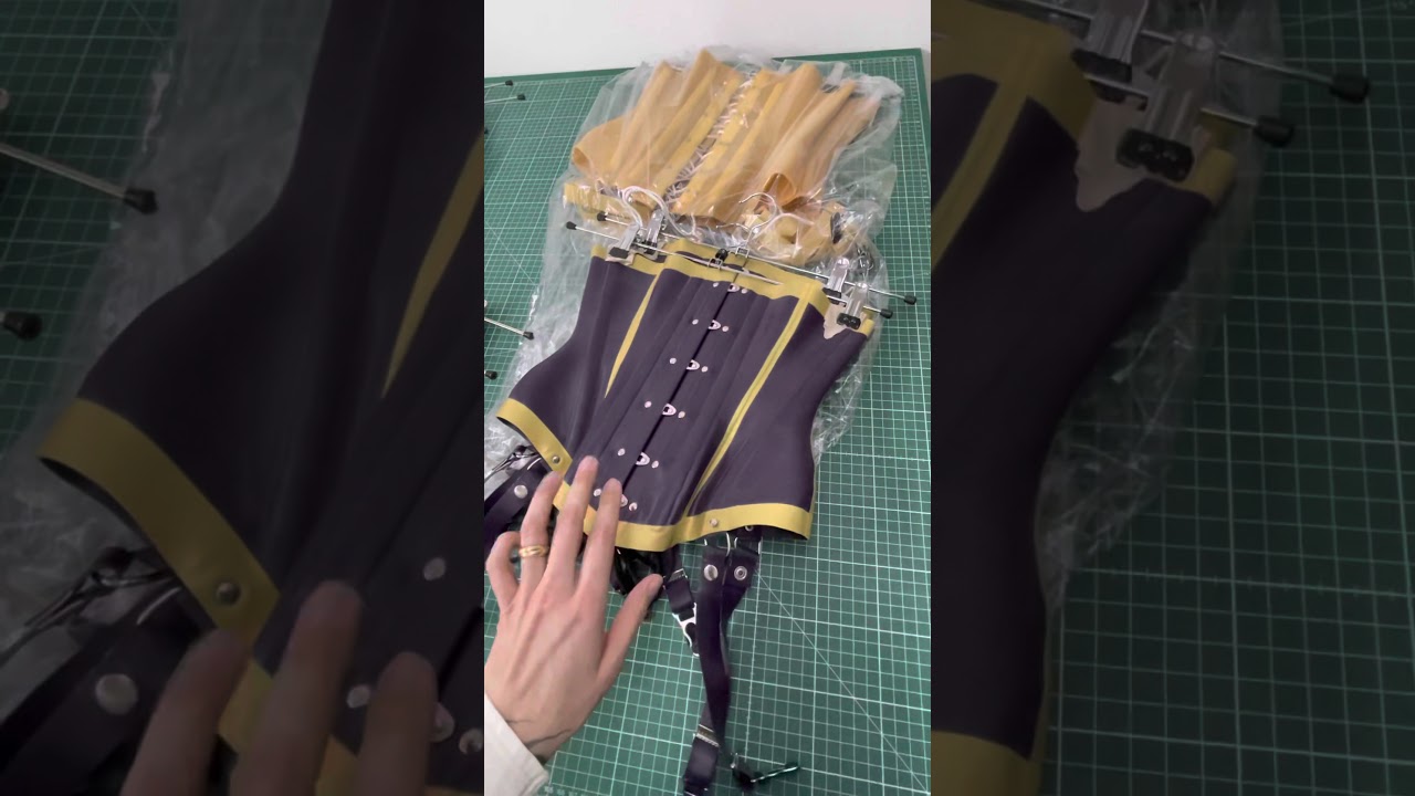 Latex Corset Demask Bondinage heavy rubber clothing - YouTube