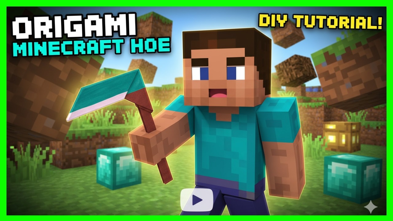 ⩥ Cómo hacer una AZADA de MINECRAFT de ORIGAMI - YouTube
