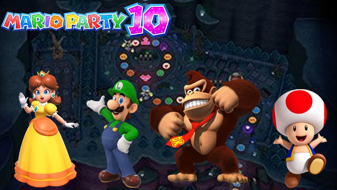 Mario Party 10 - Daisy vs Luigi vs Donkey Kong vs Toad - Haunted Trail ...