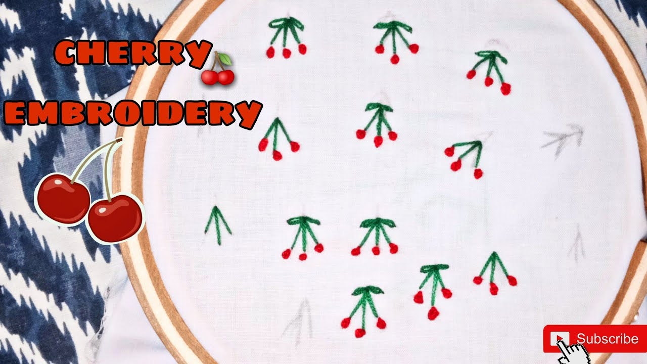 cherry embroidery pattern cute and easy hand embroidery design (embroidery stitch)#cherryblossom ...