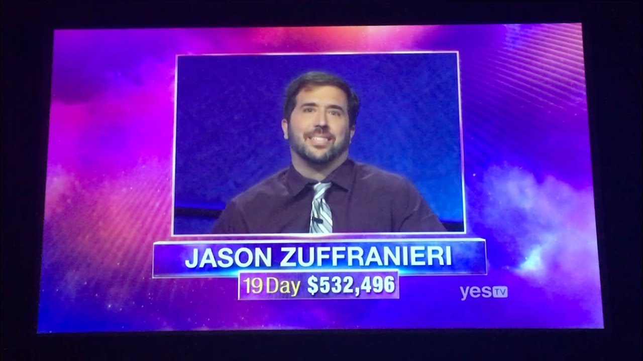 Jeopardy intro, Jason Zuffranieri DAY 20 - 2 contestants from the same ...