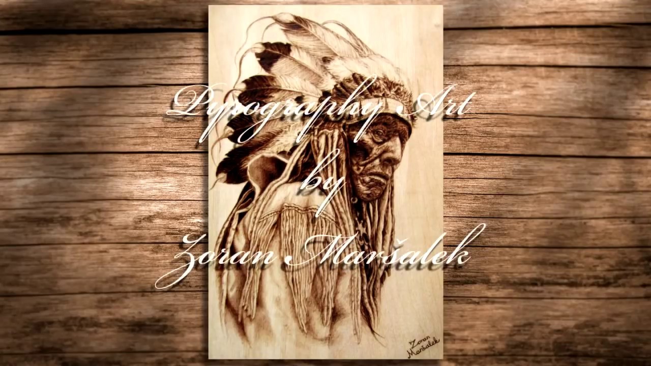 Pyrography portrait | Native American | fast motion video #1 - YouTube