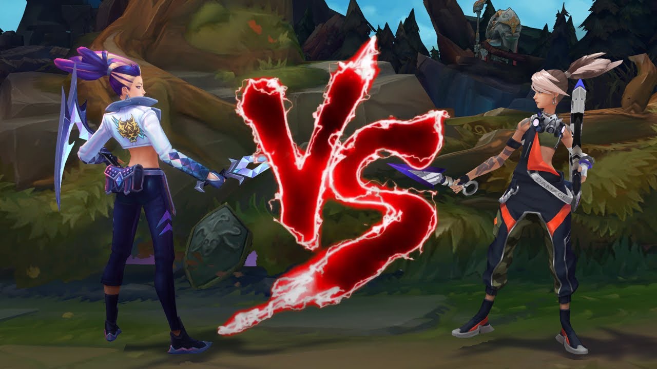 KDA ALL OUT 아칼리 VS 트루 데미지 아칼리 롤 스킨 비교 [KDA ALL OUT Akali VS True Damage ...