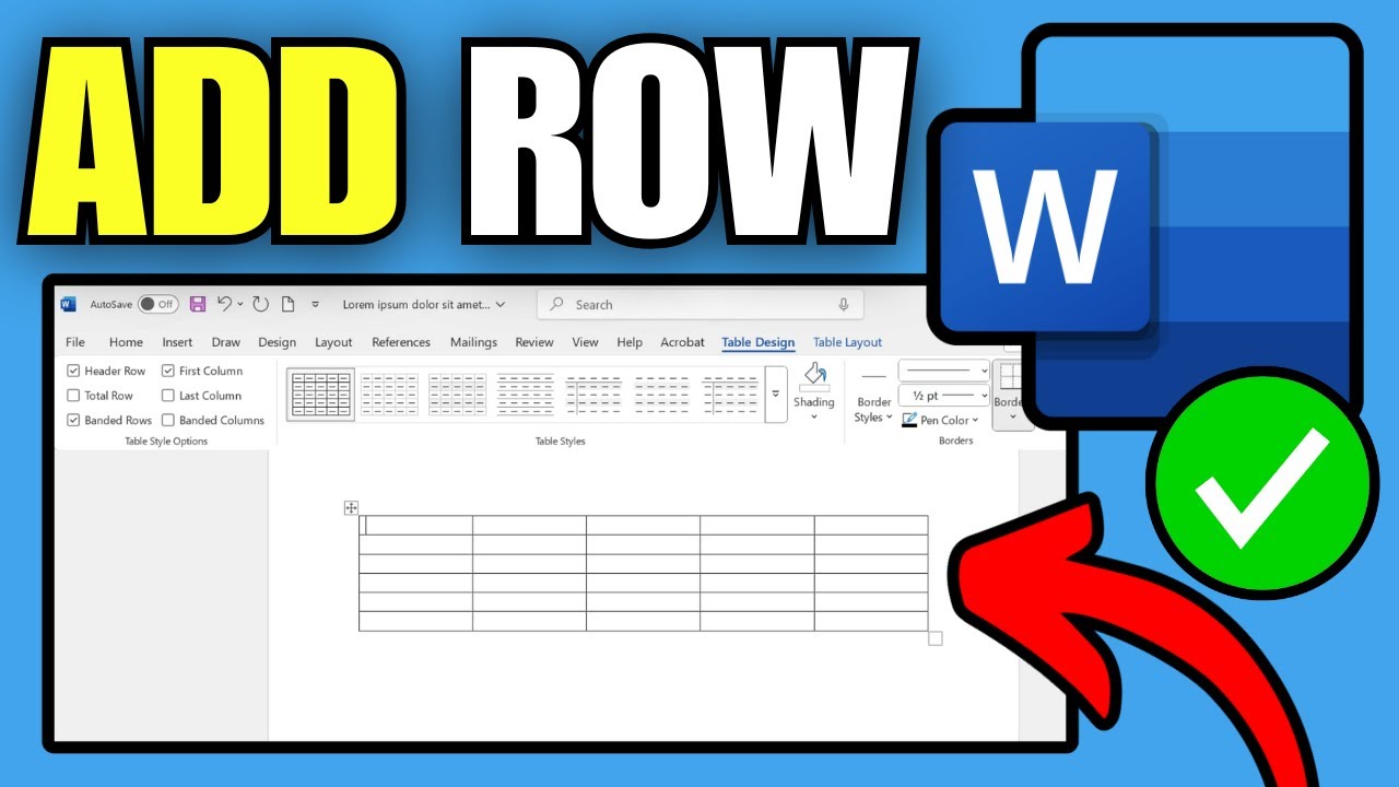 How To Add Row To Table in Microsoft Word - YouTube