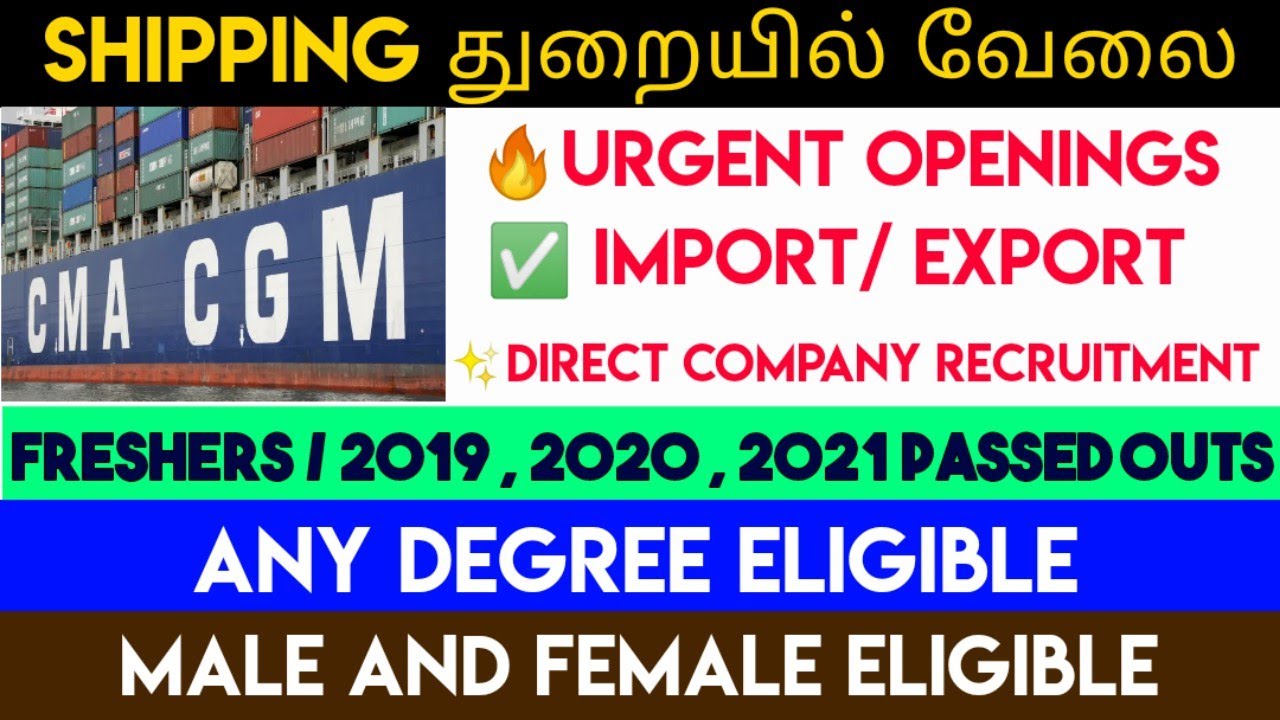 Shipping கம்பெனியில் வேலை | Shipping Job Vacancy India| Chennai| Tamil ...