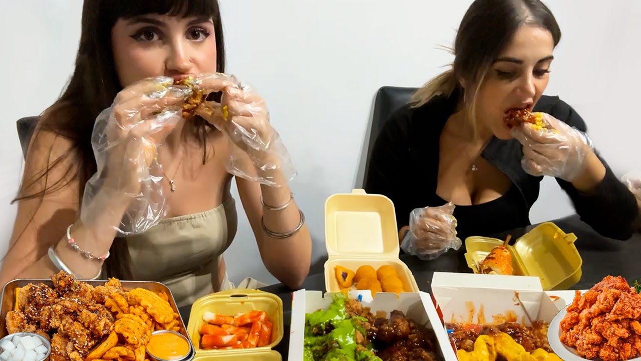 ASMR MUKBANG 🍗 Pollo Frito Coreano con 4 tipos de salsa - YouTube