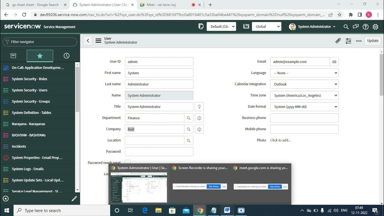 Servicenow User Object Cheat Sheet Youtube
