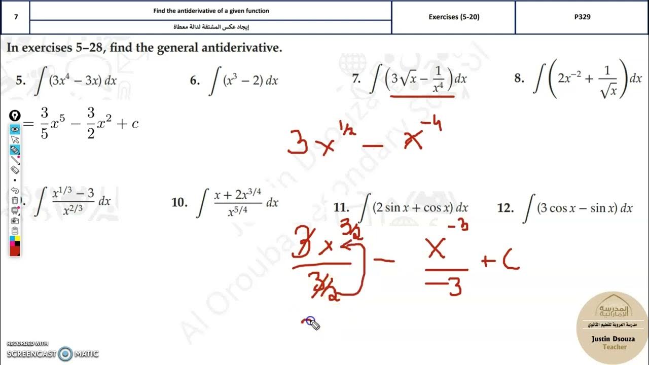 G12Adv 7 Find the antiderivative of a given function - YouTube