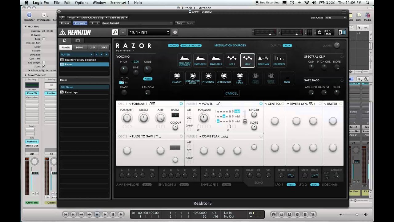Razor Synth Tutorial: Kill The Noise/Skrillex style Growl Bass - YouTube