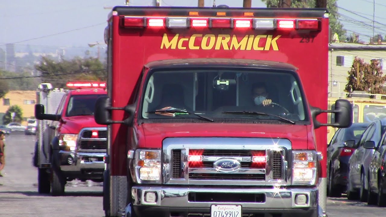 McCormick Ambulance & LACoFD Squad 161 Transporting - YouTube