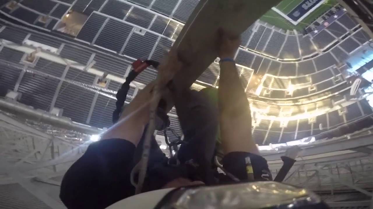 Cowboys Stadium fall protection install. - YouTube