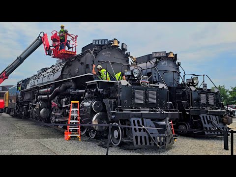 Big Boy 4014 & 4012 Last Public Display Day, Preparing Big Boy 4014 for the Journey!