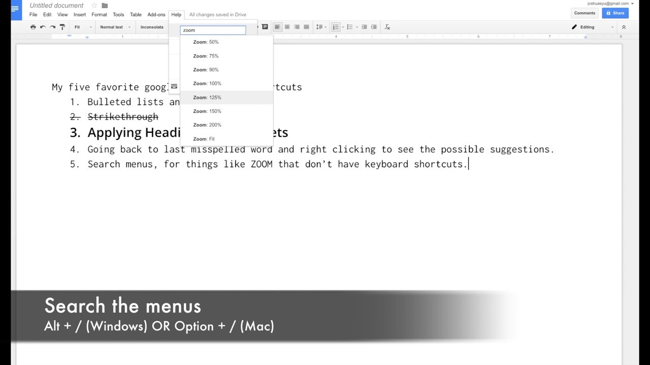 #8 | Five Favorite Google Doc Keyboard Shortcuts - YouTube