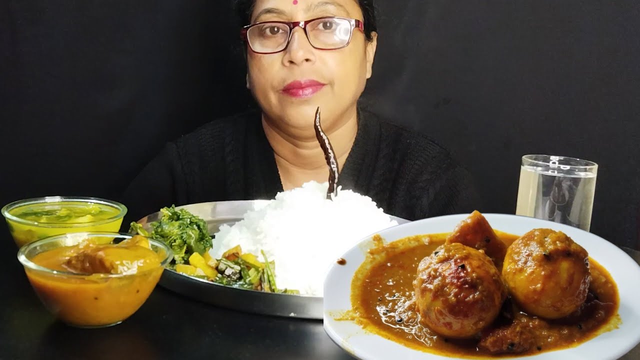 Big Bites Bhat,Palong Sak,Piyajkoli,Musur Dal,Foli Mach,Duck Egg ASMR ...