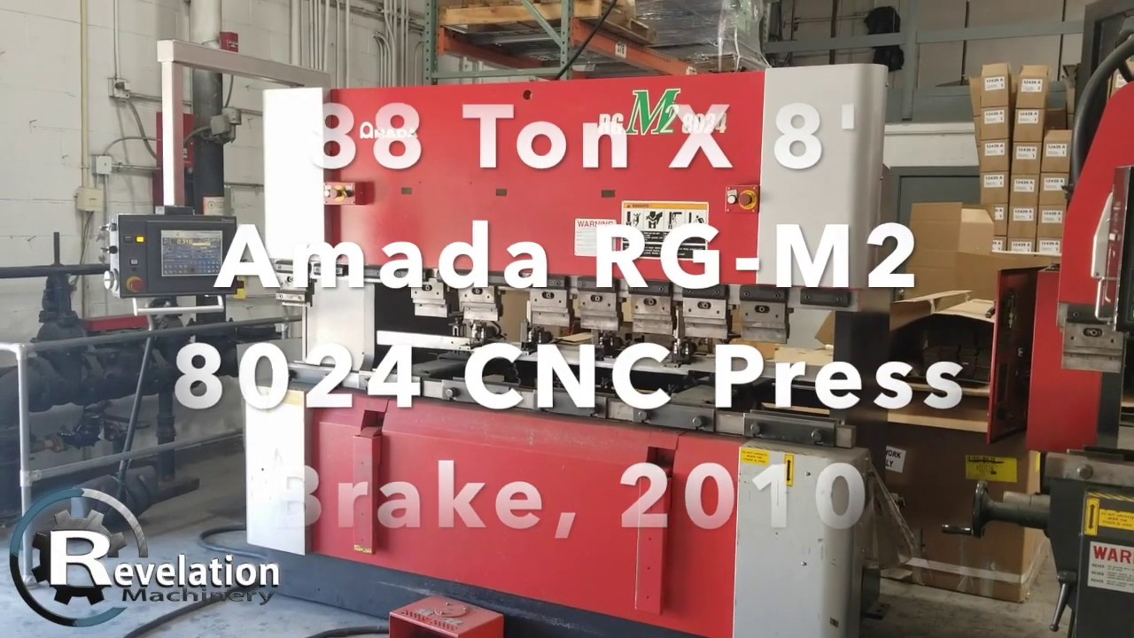 88 Ton X 8' Amada RG-M2 8024 CNC Press Brake, 2010 - YouTube