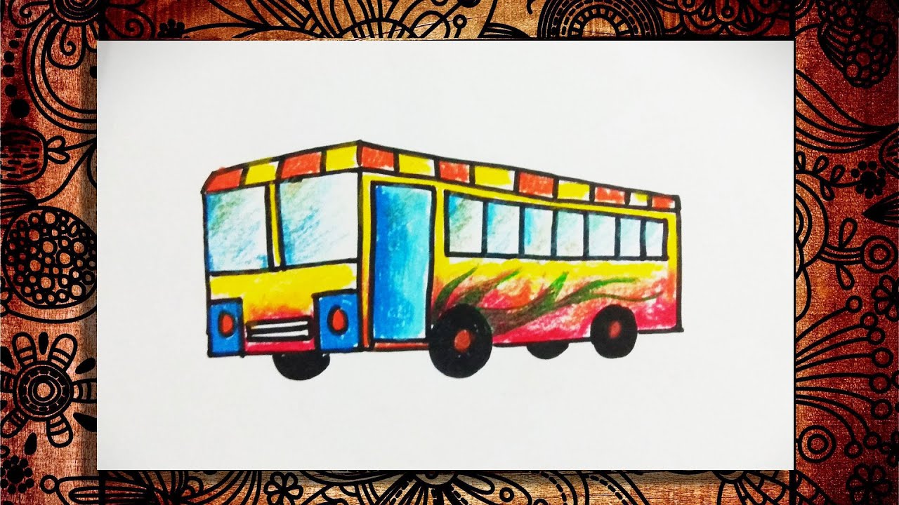 How to Draw Beautiful & Colorful Bus EASY step by step with "E" || How ...