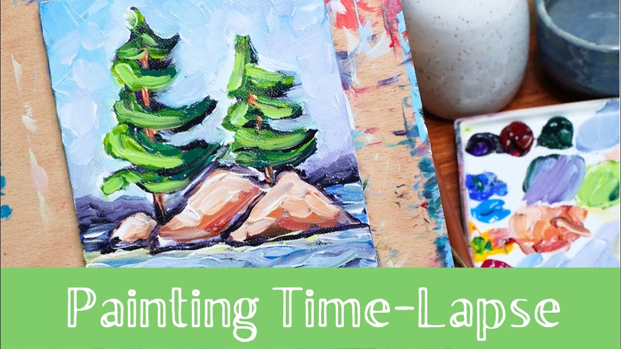 Acrylic Painting Time Lapse | Windswept Pine Painting - YouTube