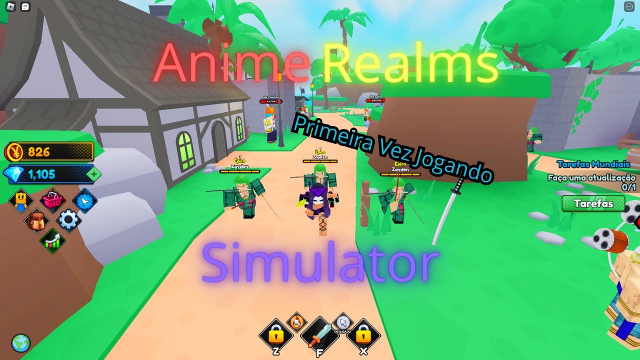 Jogando pela primeira vez (anime realms simulator) - YouTube