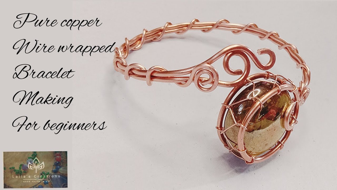 Pure copper wire wrapped bracelet making tutorial for beginners/# ...