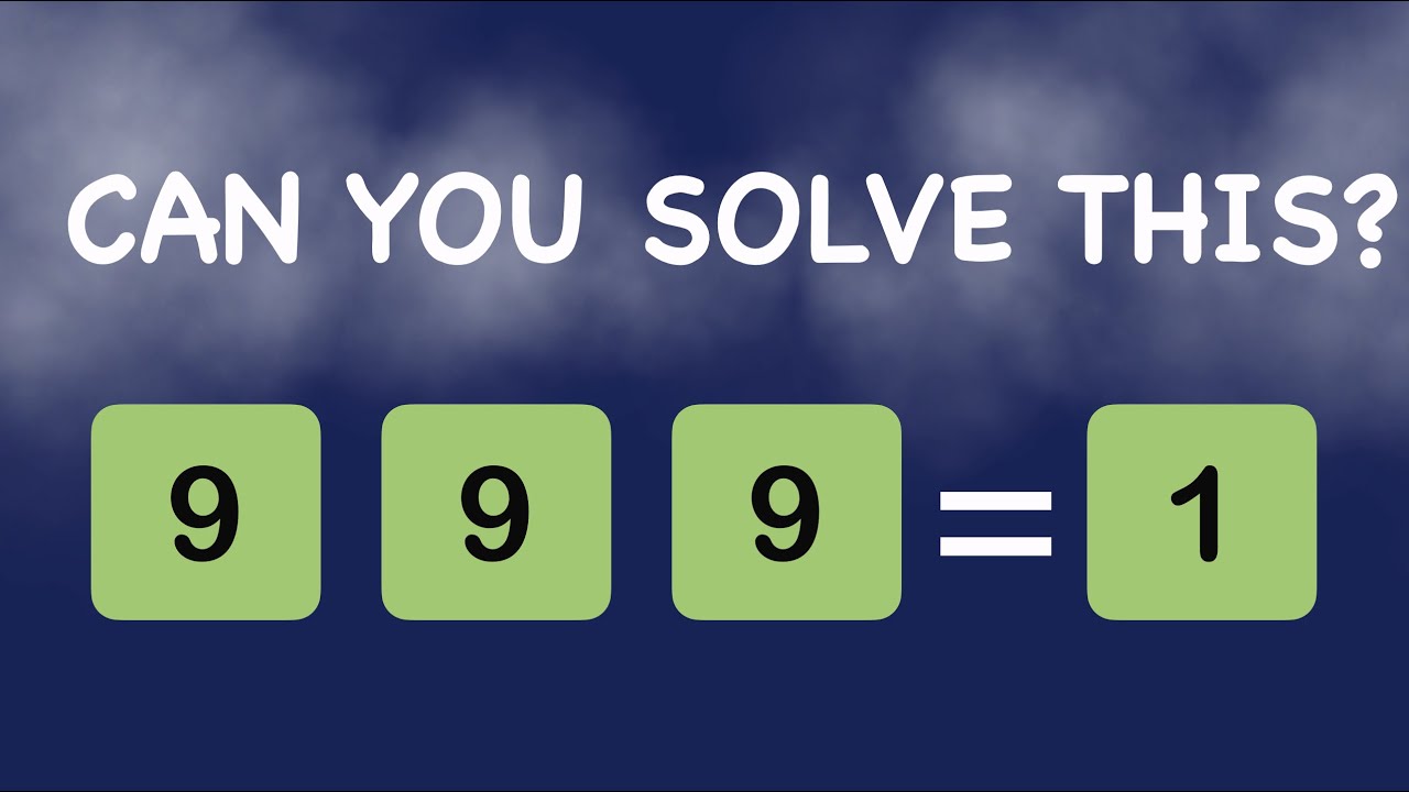 Maths Puzzles -The Three 9's Challenge 9 9 9 - Math Number Puzzle ...