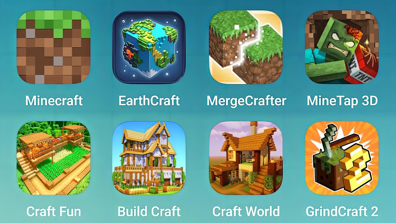 Minecraft, EarthCraft, MergeCrafter, MineTap 3D, Craft Fun, Build Craft ...