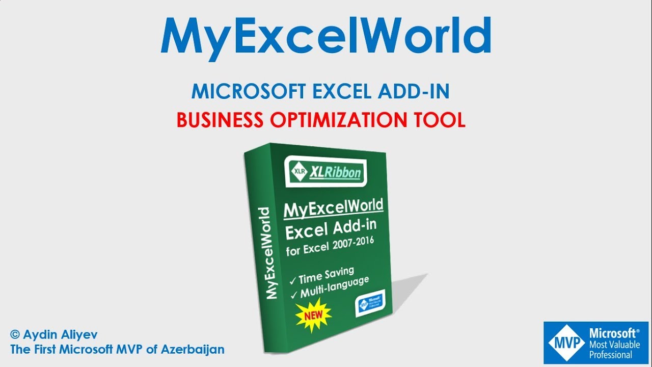 MyExcelWorld Excel Add-in. - YouTube