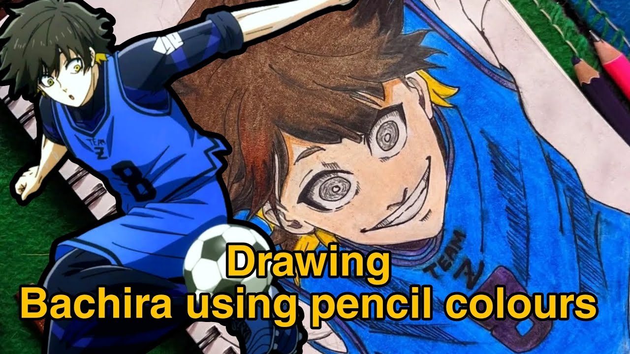 Drawing Bachira from Blue lock ⚽ using pencil colours #bachirameguru # ...