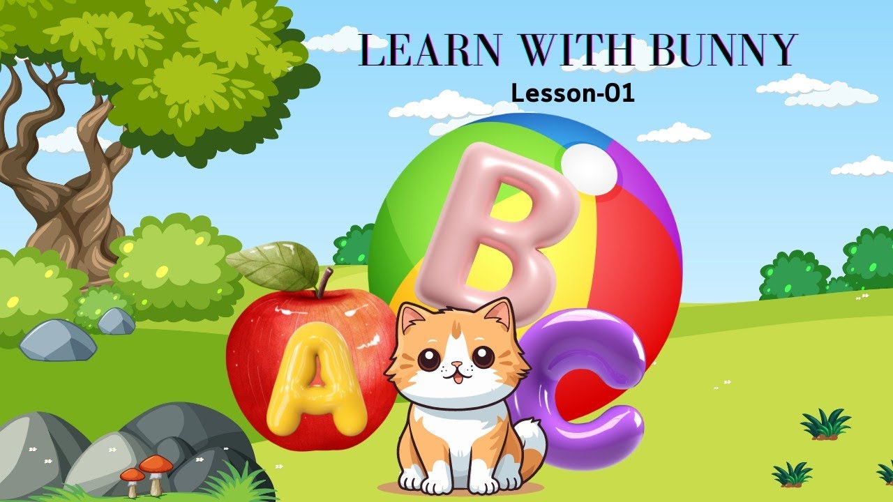 Bunny's Alphabet Fun| A, B, & C with Apple, Ball, and Cat|Kids learning ...