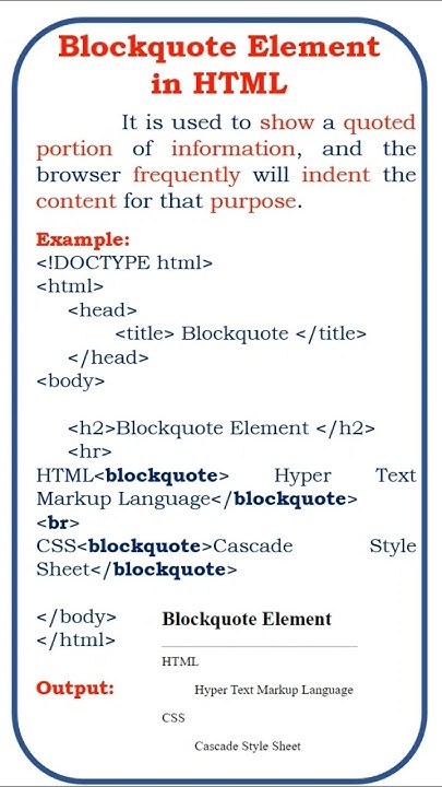 Blockquote Element In Html Coding Aspnetmvc Currentaffair Html5 Developer Html Youtube