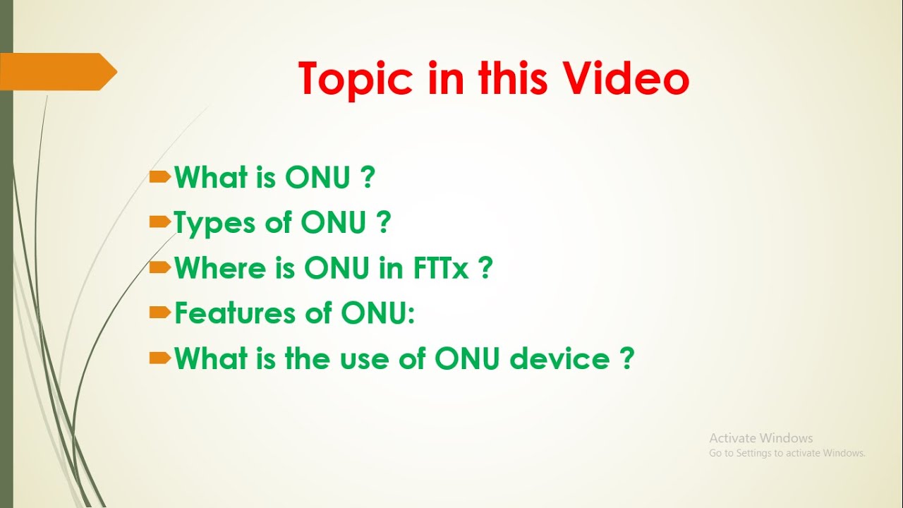 What is ONU | Types of ONU | Where is ONU in FTTx | Features of ONU ...