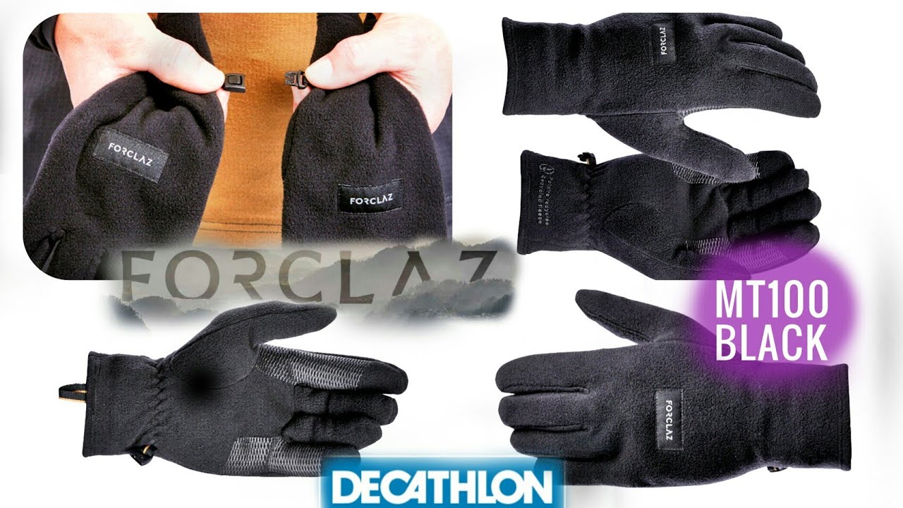 FORCLAZ GLOVES ADULT TREKKING RECYCLED FLEECE GLOVES - MT100 BLACK ...