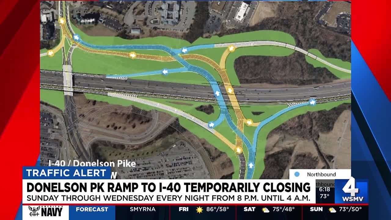 Donelson Pike on-ramp to I-40 near BNA to close temporarily - YouTube