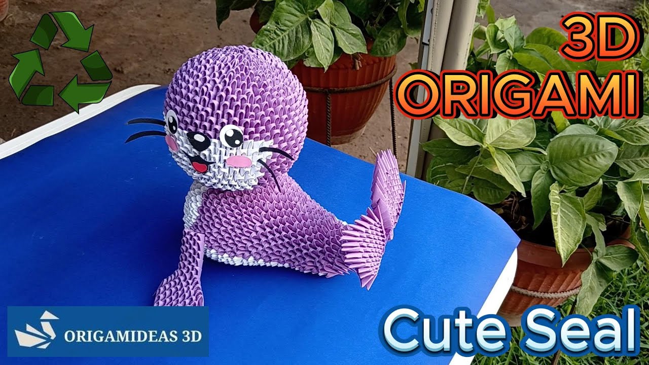 How to make a 3D Origami Cute Seal with reusable paper | Linda Foquita ...