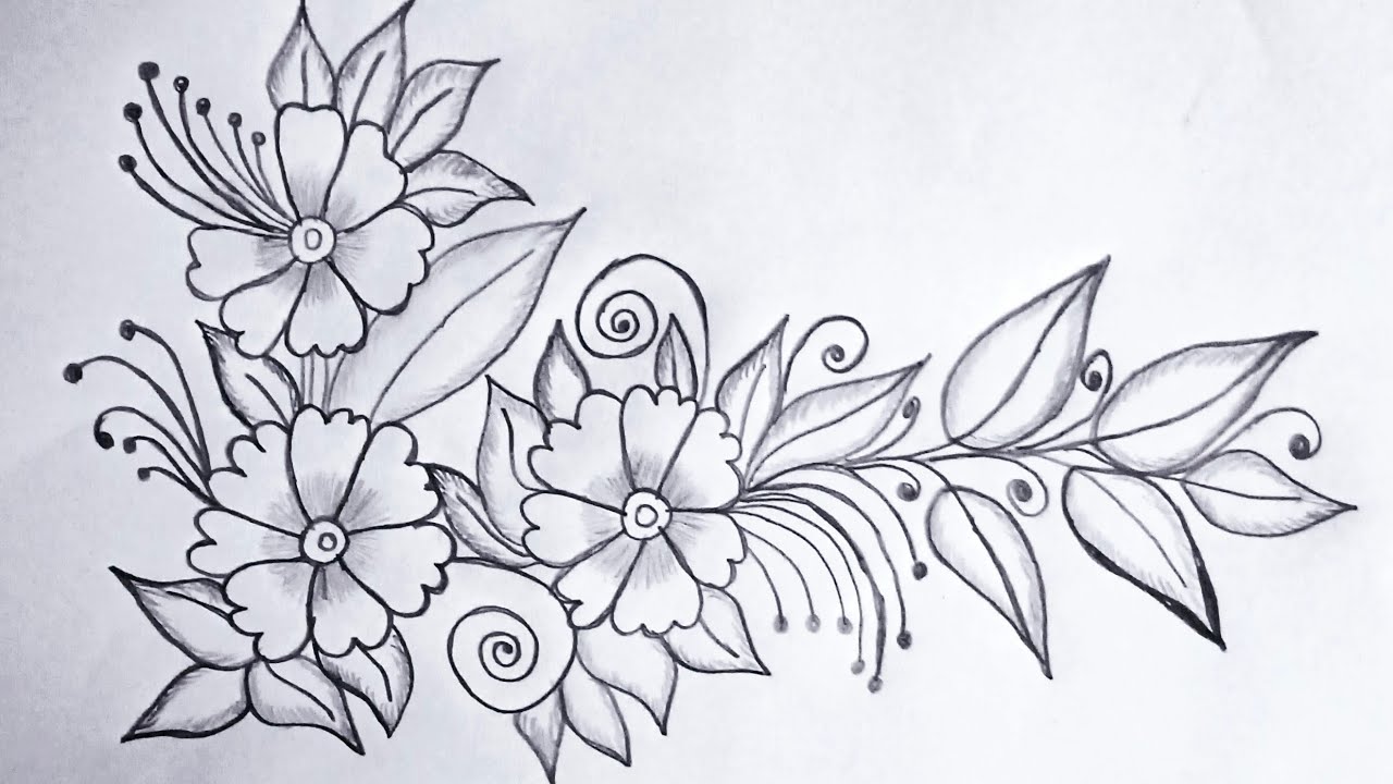 Flower Drawing | Corner Design | Border Design | Flower Design Drawing ...