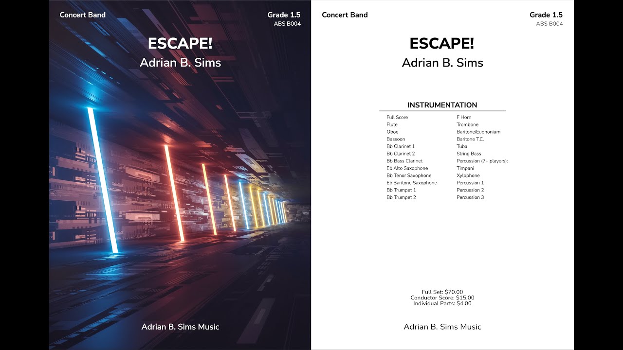 Escape! by Adrian B. Sims (Grade 1.5, Concert Band) - YouTube