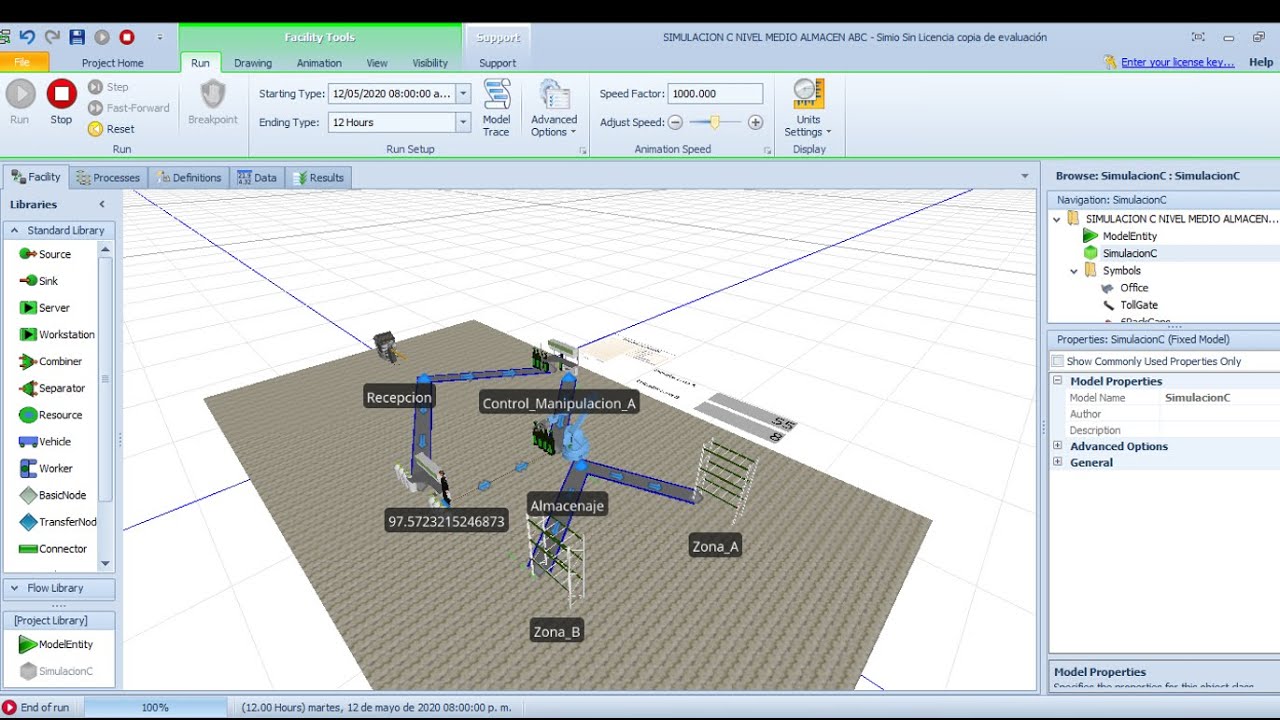 SIMULACION CON SOFTWARE SIMIO C NIVEL INTERMEDIO ALMACEN ABC PARTE 2 ...