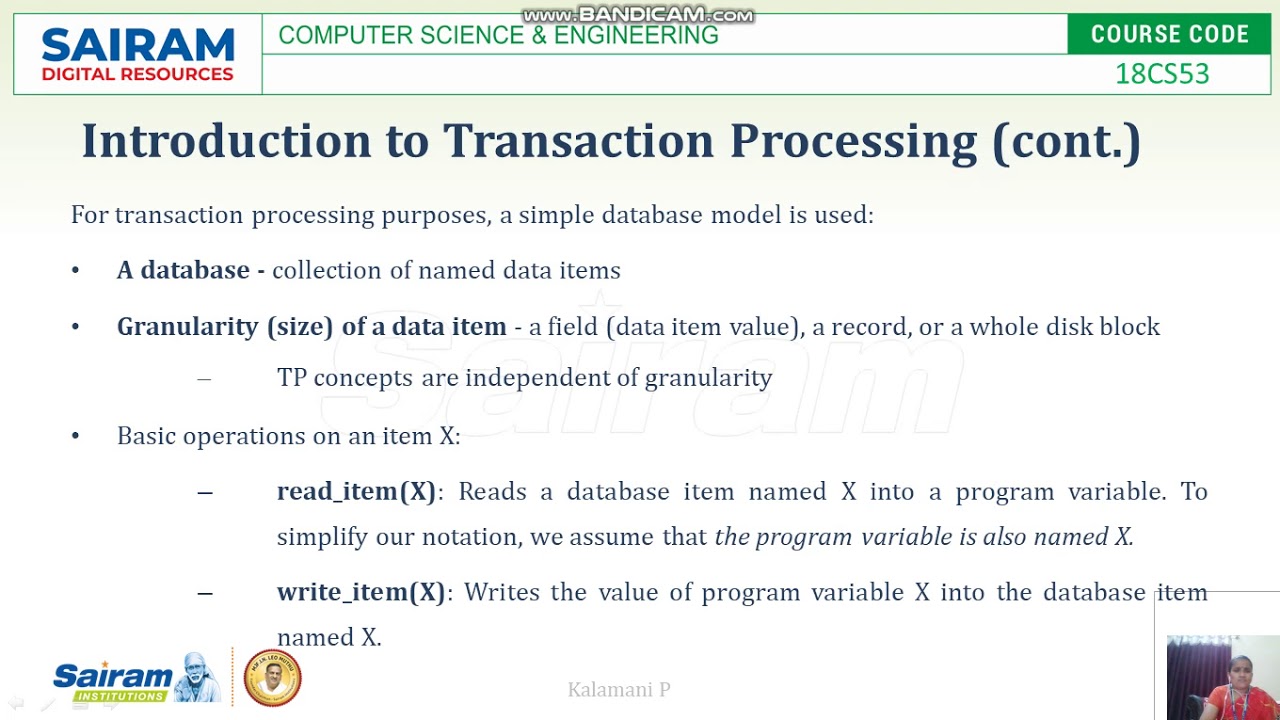 Lecture Video_18CS53_Module 5_Introduction to Transaction Processing1 ...