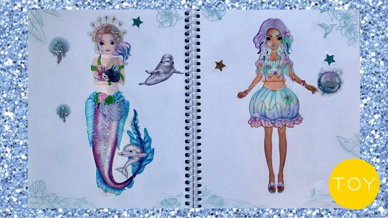 Mermaid dress me up sticker...Part 1... Top model sticker book... - YouTube