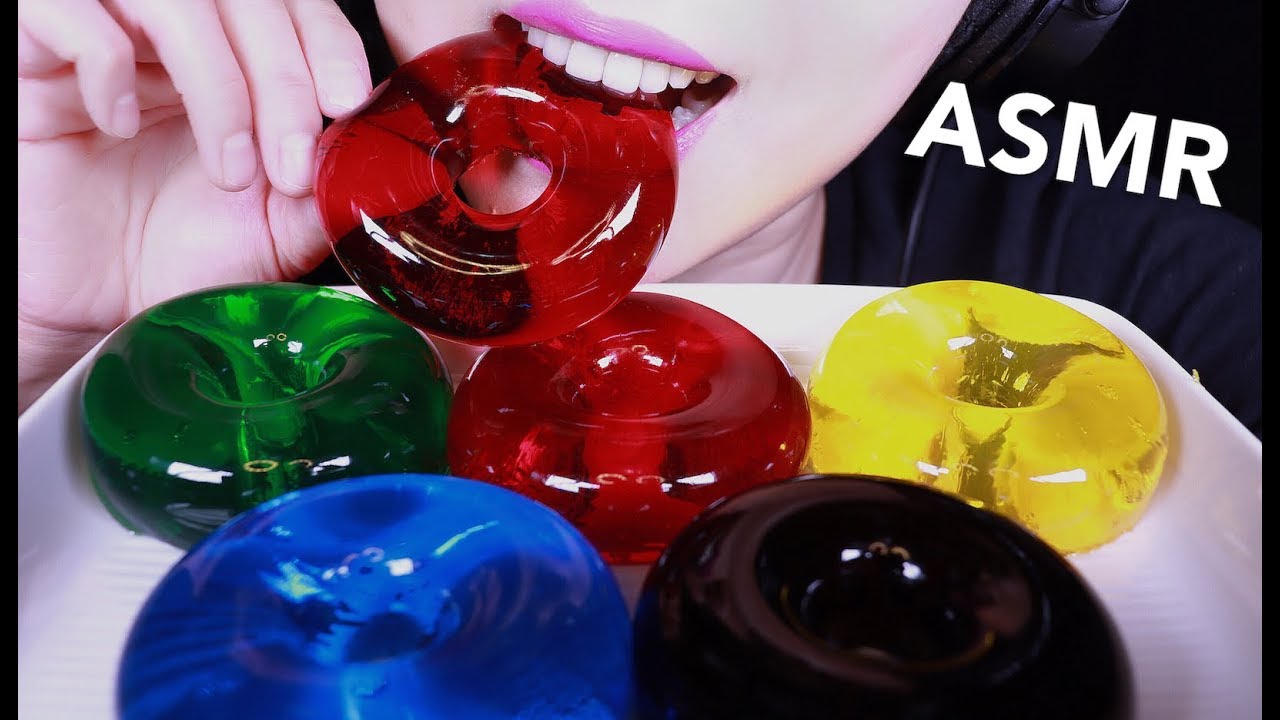 ASMR Jello Donuts | Squishy Eating Sounds | ASMR food ゼリーを食べる | 젤리 리얼 ...