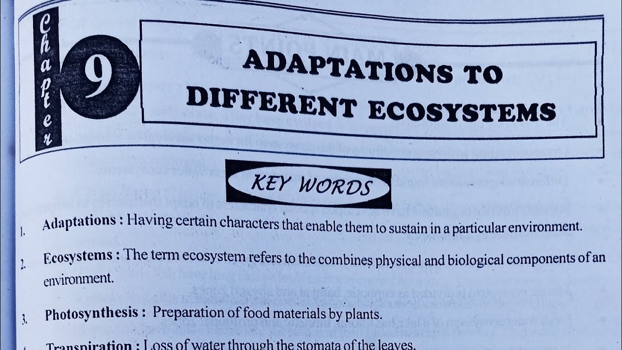 Class 9th Biology Chapter= 9 Adaptation to Different Ecosystems ...