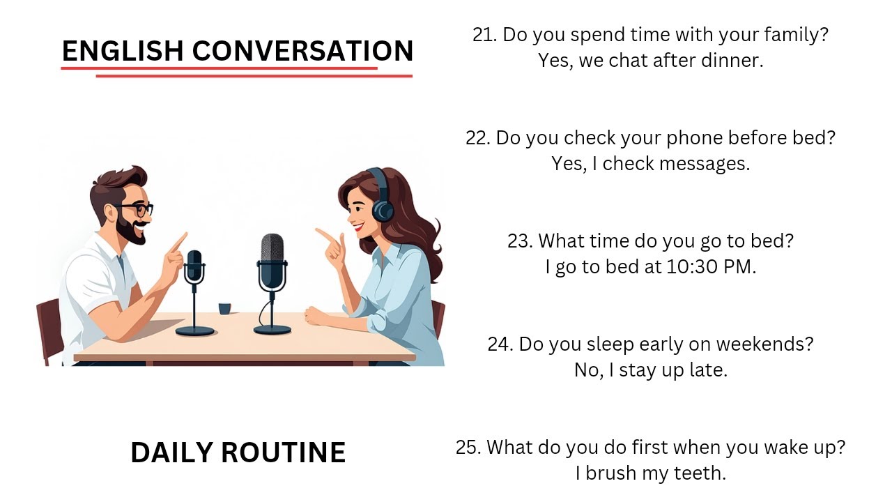 Daily Routine Part ( 1 ) / English Conversation Practice For Beginners ...