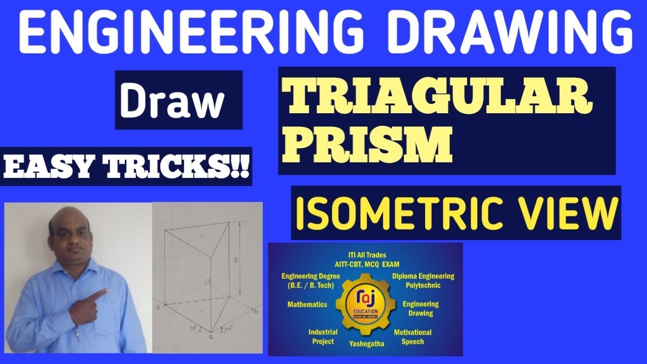 How to Draw Isometric View of TRIANGULAR PRISM in ENGINEERING DRAWING.# ...